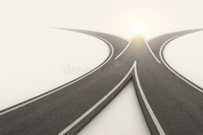 The Roads Merge into One Under the Beam of Light. Space for Text. Stock ...
