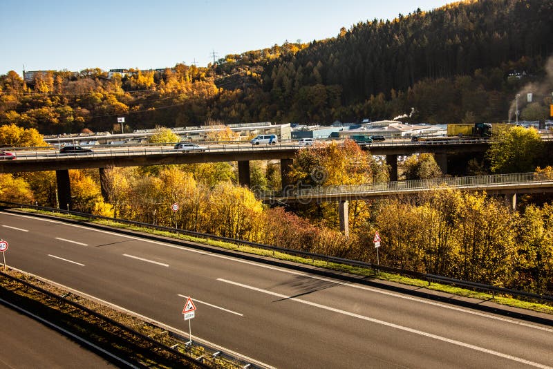 Roads and Rail Network through the Autumn Forest Stock Image - Image of ...