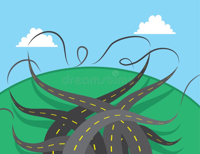 Road Split stock vector. Illustration of split, decide - 25737354