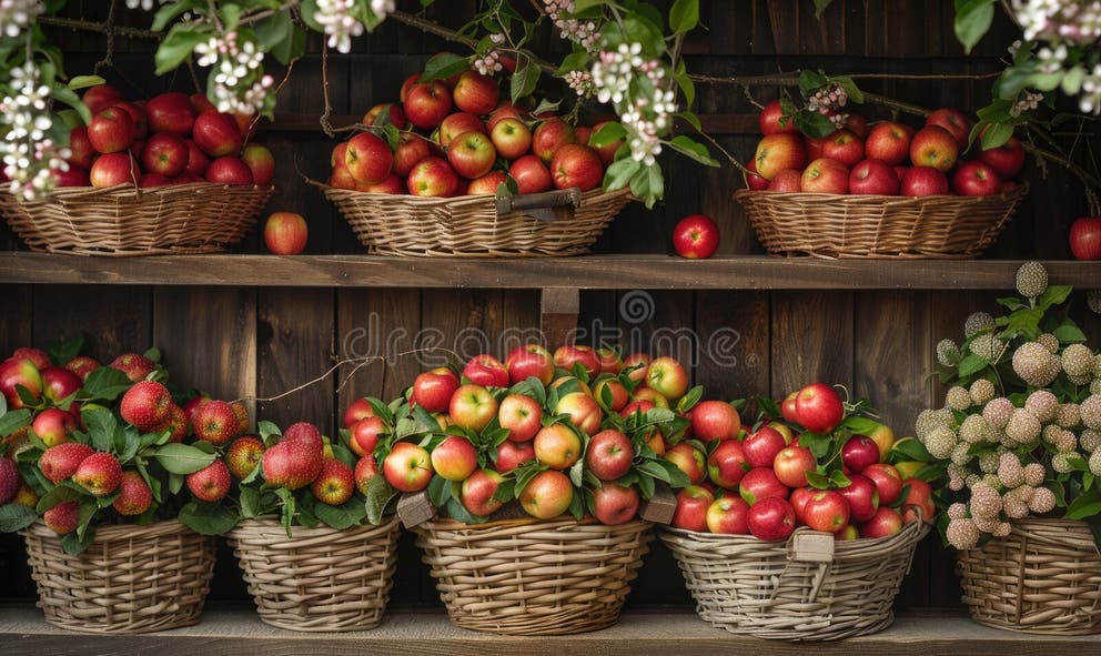 Roadside Apple Stand with Baskets of Apples Stock Image - Image of ripe ...