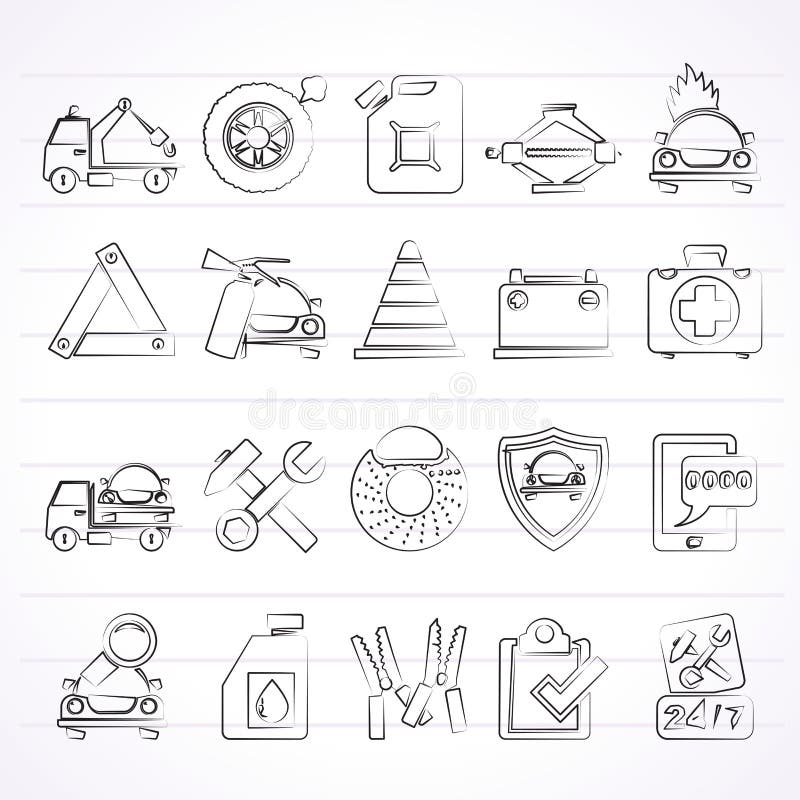 Roadside Assistance and Tow Icons Stock Vector - Illustration of ...