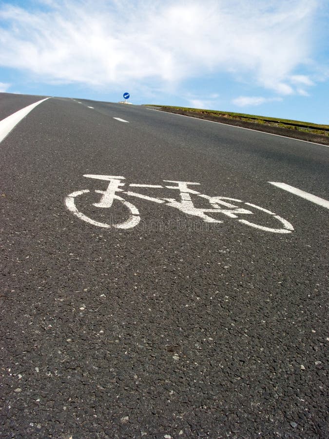 Roadside Bicycle Lane Mark Close-up Stock Image - Image of cycle, lane ...