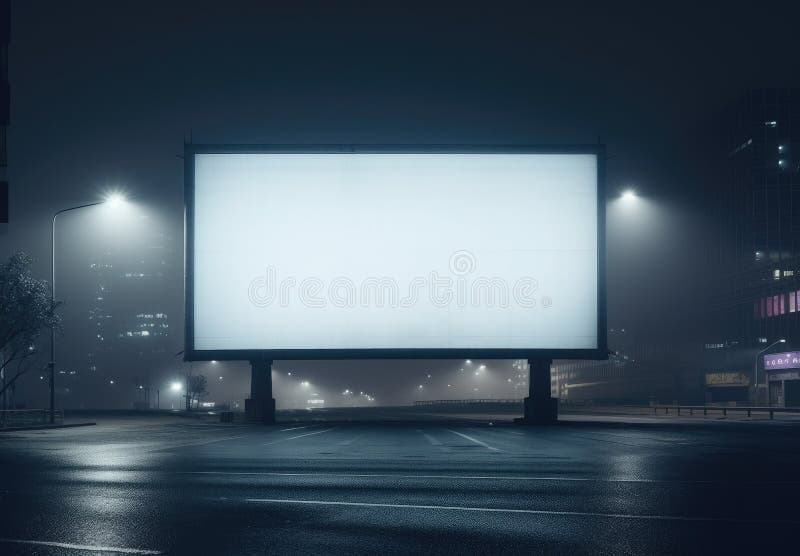 Roadside Billboard during the Dark Night Stock Image - Image of night ...