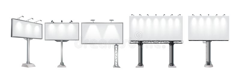 Roadside Billboard Types Realistic Vector Illustration Set Stock Vector ...