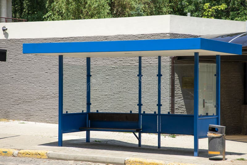 Roadside bus stop stock image. Image of glass, clouds - 152315251