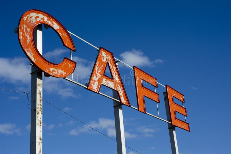 Vintage cafe sign stock image. Image of sign, white, lighted - 18161039