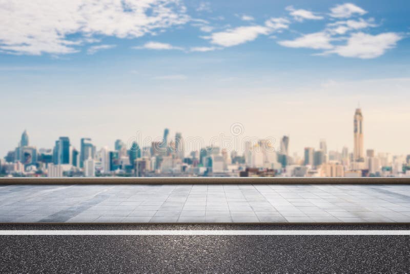 Roadside with Cityscape Background Stock Image - Image of floor ...