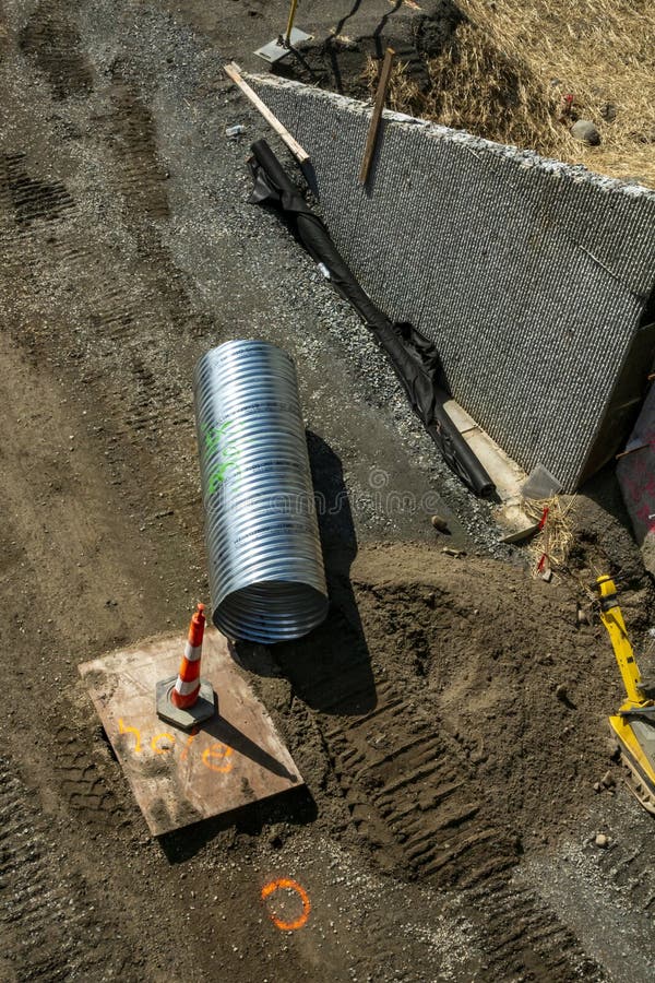 Roadside Construction Site Viewed from Above Stock Image - Image of ...