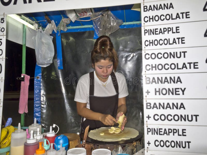 Roadside Food Vendor Making Crepes Editorial Stock Photo - Image of ...
