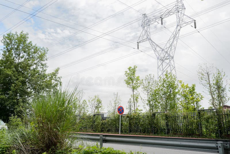 Roadside Pylon in Cloudy Summer Editorial Photography - Image of road ...