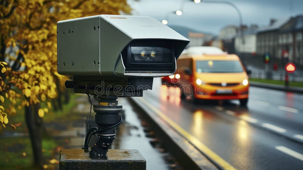 The Roadside Radar Camera at Work. Generative AI Stock Illustration ...