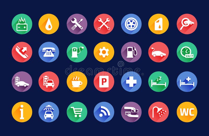 Roadside Services Transportation Icons Vector Set Stock Vector ...
