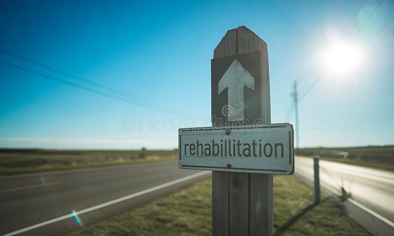 Roadside Sign Indicating Rehabilitation Pathway on Sunny Day Stock ...
