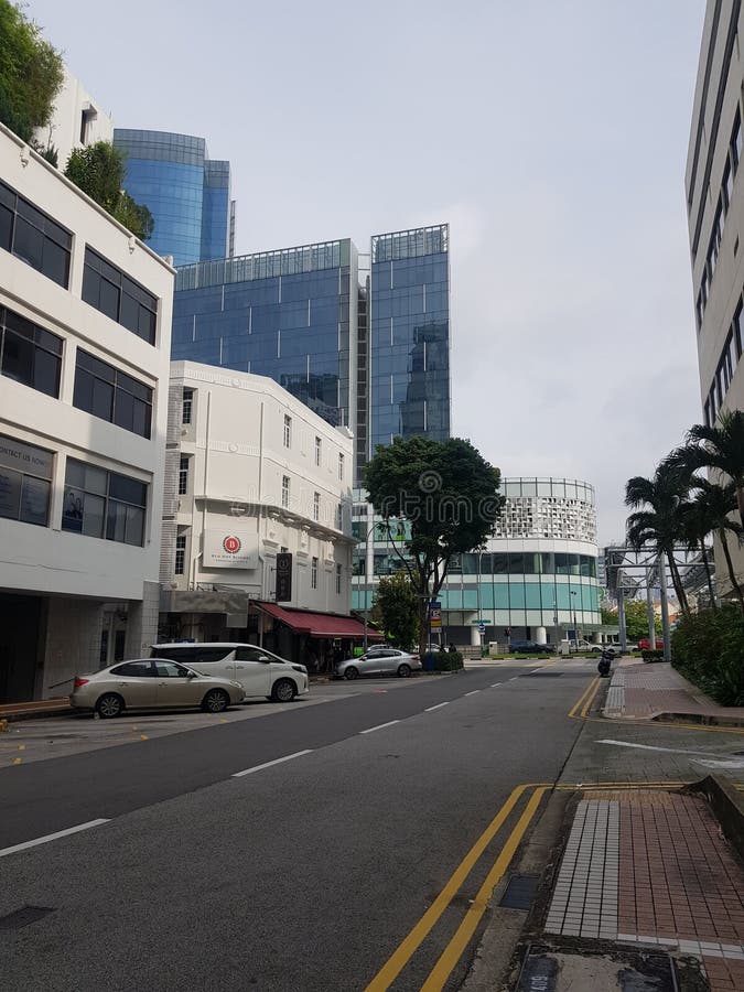 Roadside in Singapore editorial stock photo. Image of skyscraper ...
