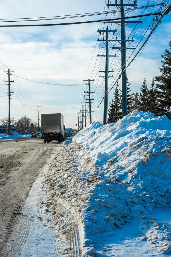 Roadside after Snow Clearing Stock Image - Image of roadside, urban ...