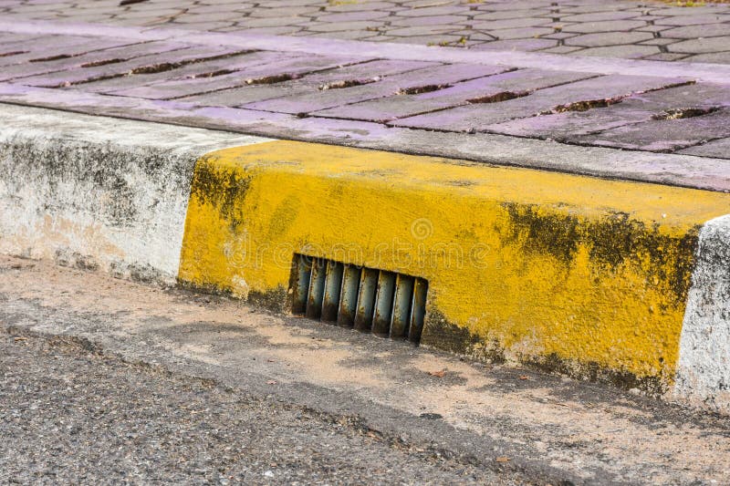 Surface Drainage Grating on the Urban Road. Stock Photo - Image of ...