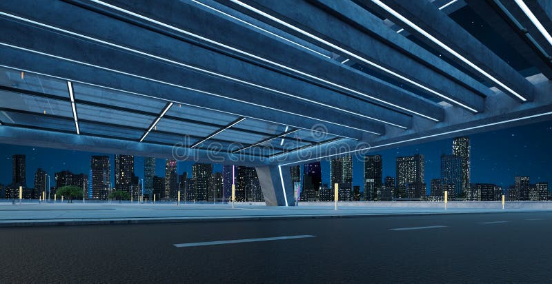 Roadside Street View with Modern Rooftop Building Stock Illustration ...