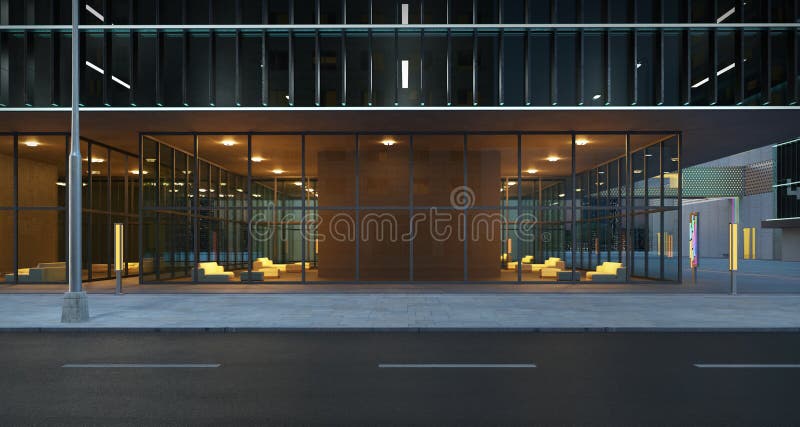 Roadside Street View with Office Buildings Background Stock ...