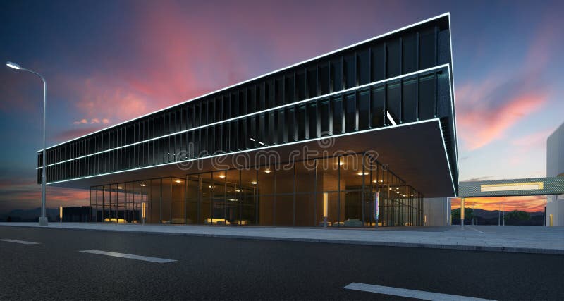 Roadside Street View with Office Buildings Background Stock ...