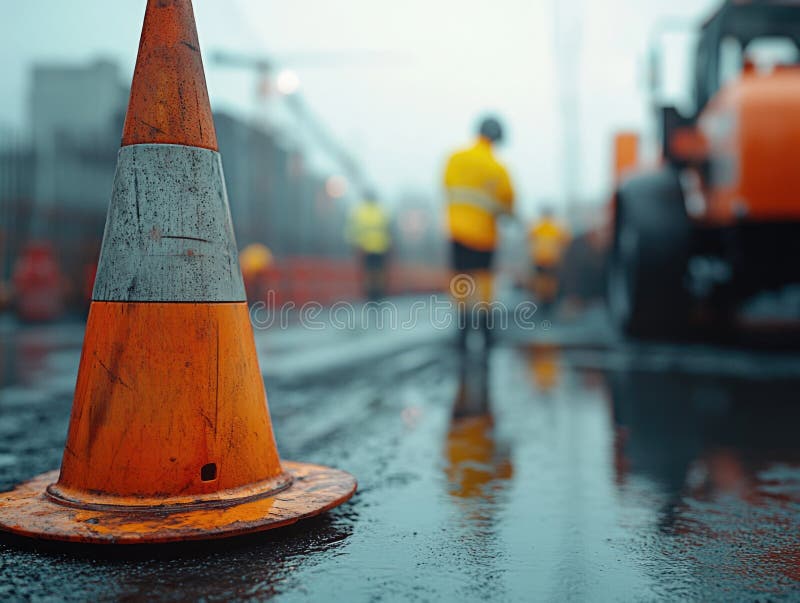 Roadside Traffic Cone stock photo. Image of warning - 381697782