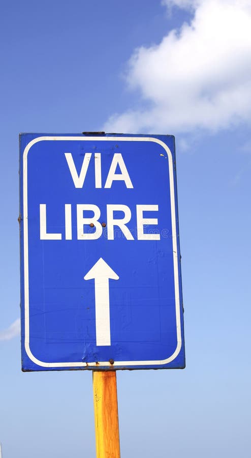 Roadsign in spanish stock image. Image of roadsign, direction - 18721379