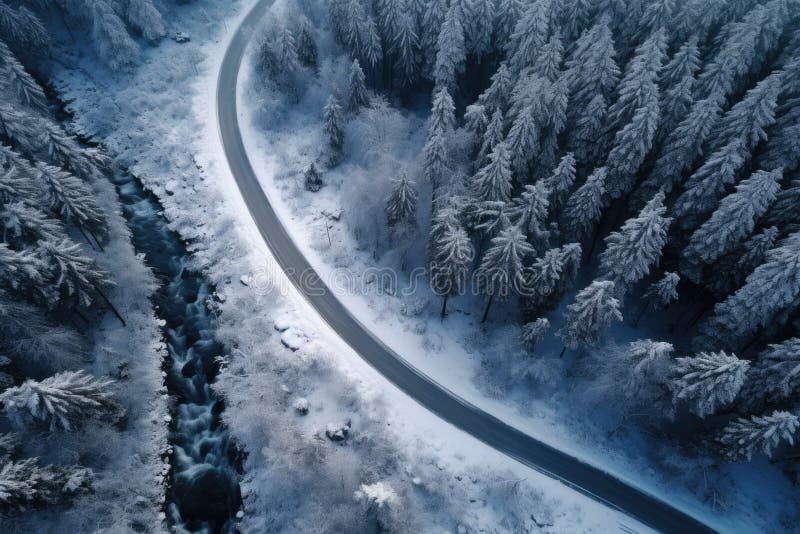 Roadtrip Adventure in Winter Landscape AI Generated Stock Photo - Image ...