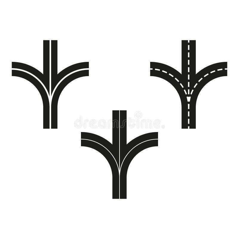 Roadway Intersection Icons. Various Road Paths. Vector Illustration ...