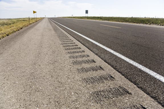 Roadway Shoulder Rumble Strips Stock Image - Image of drowsy, security ...