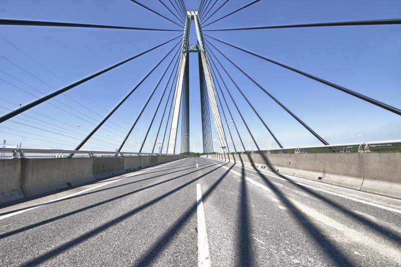 A Huge Cable-stayed Bridge. Stock Image - Image of ropes, architecture ...