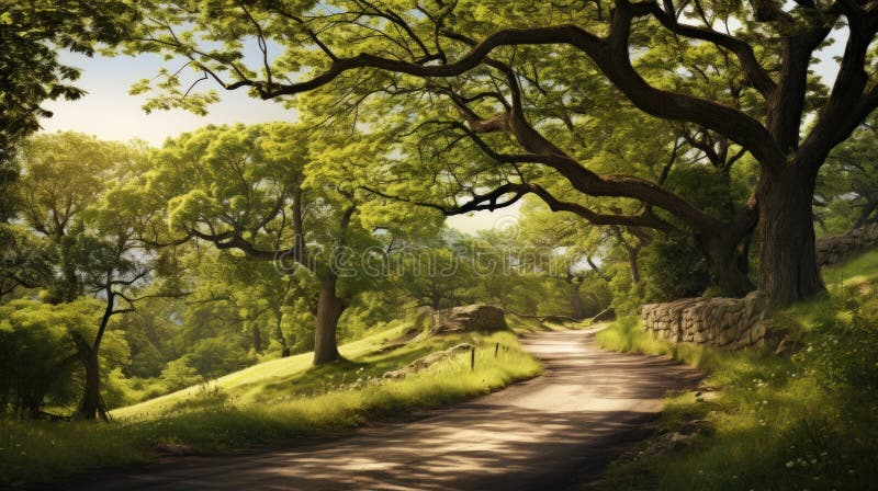 A Roadway Winding through Lush Green Trees, the Natural Splendor and ...