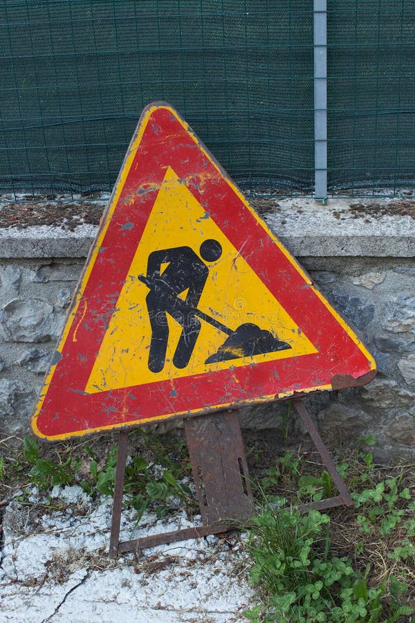 Roadwork Ahead Reduce Speed Signage Stock Image - Image of ...
