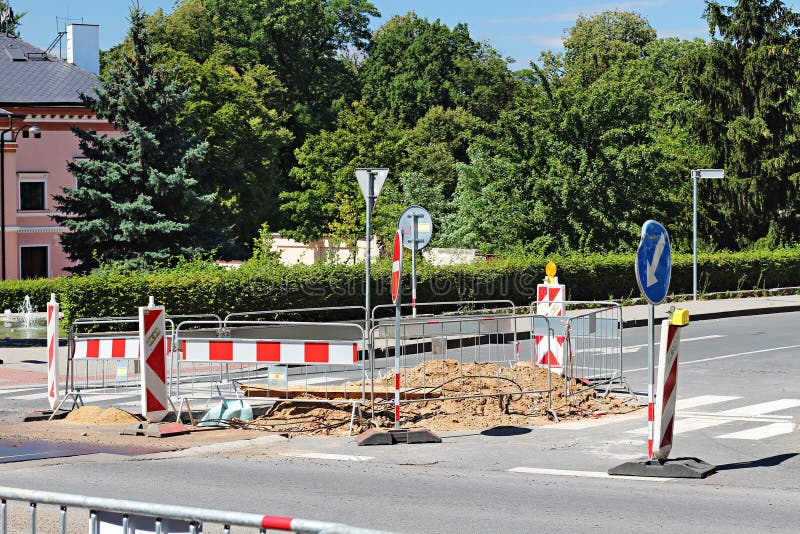 Roadwork at the city stock image. Image of space, warning - 99692967