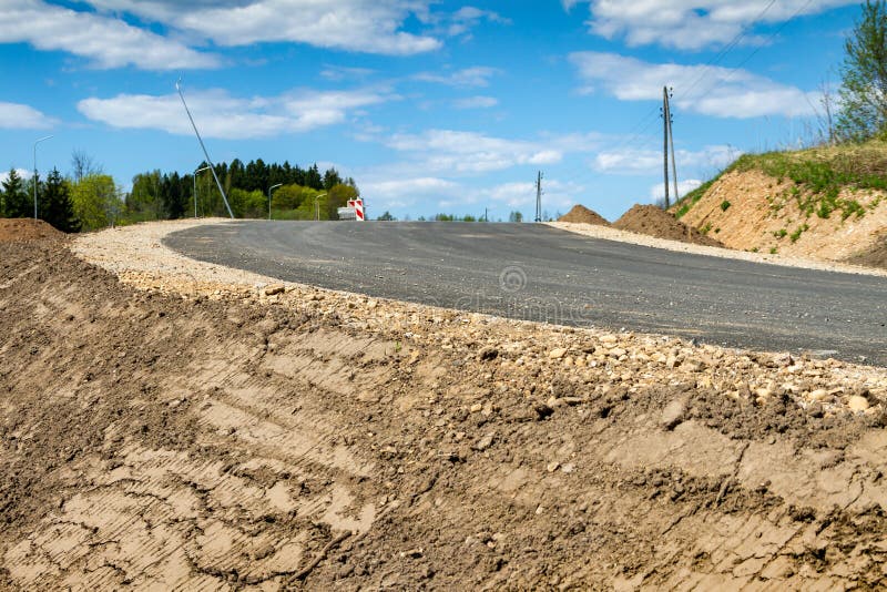 Roadwork on Countryside Highway Stock Image - Image of crack, dangerous ...