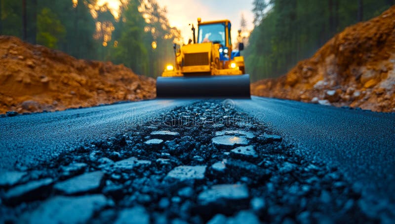 Roadwork with Heavy Machinery Stock Photo - Image of smooth, projects ...