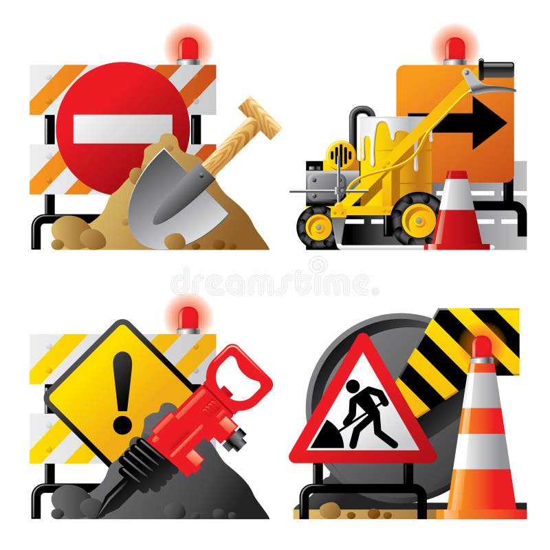Road work. stock vector. Illustration of site, concrete - 24232572
