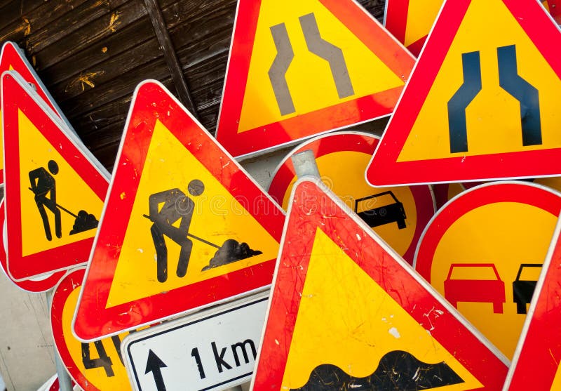 Roadwork signs stock photo. Image of roadworks, color - 29656198