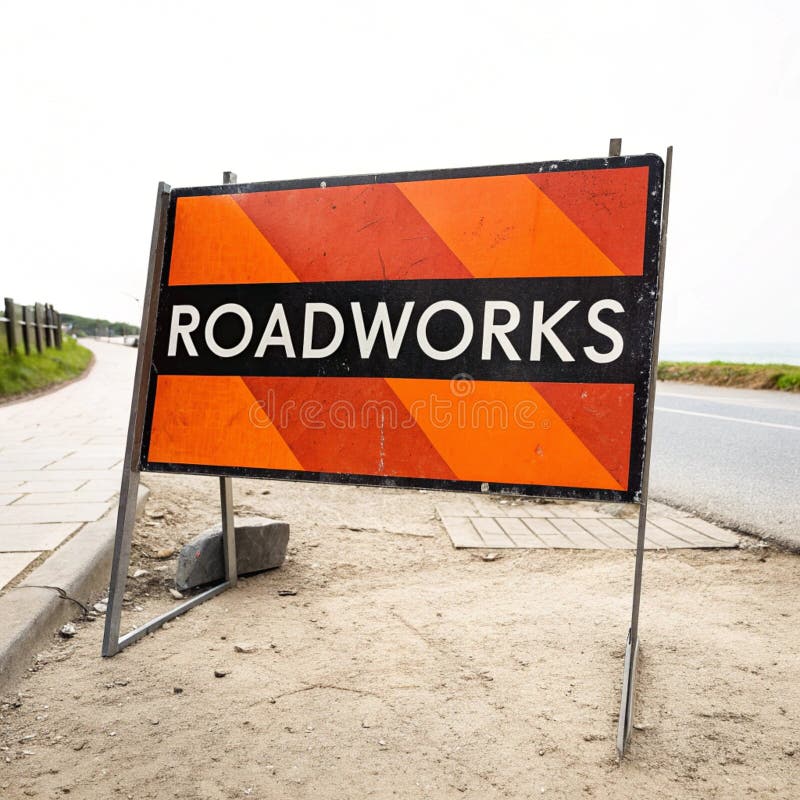 Roadworks Sign Isolated on White Background Stock Illustration ...