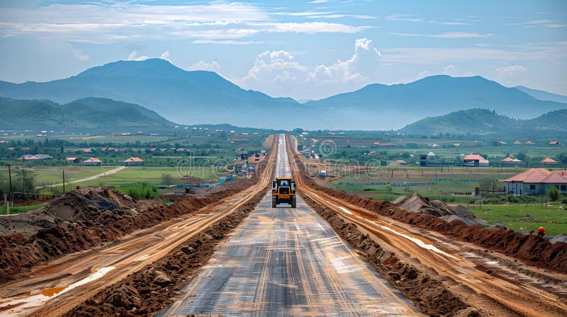 Roadworks Symphony: Engineering Amidst Mountains. Concept Mountain ...