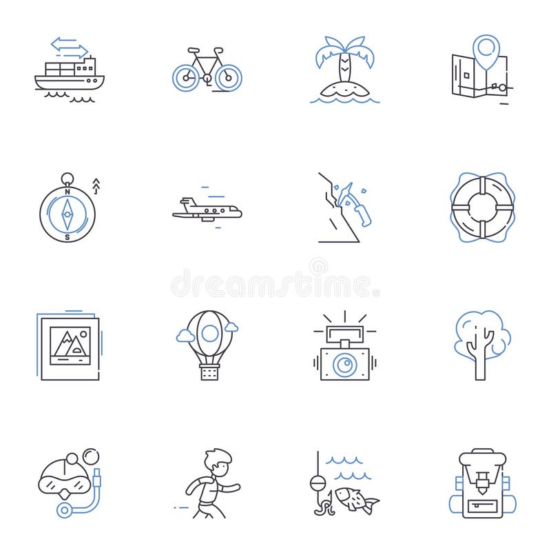 Roaming Line Icons Collection. Adventure, Coverage, International ...