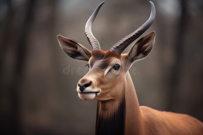 Roan Antelope with Distinctive Mane Stock Illustration - Illustration ...