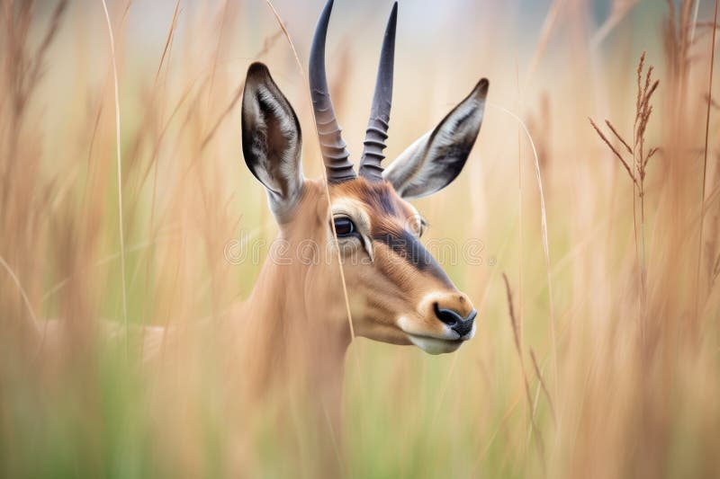 Roan Antelope Heard Moving through Tall Grass Stock Illustration ...
