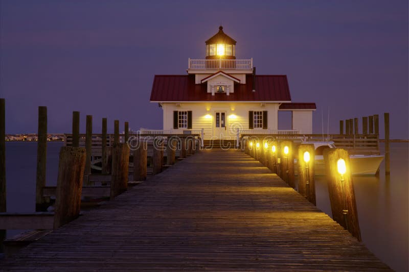 The Roanoke Marshes Lighthouse at Dus Stock Image - Image of beacon ...