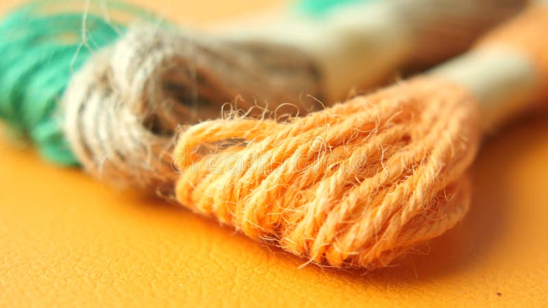 Orange Color Rope Texture on a Table Closeup Stock Footage - Video of ...