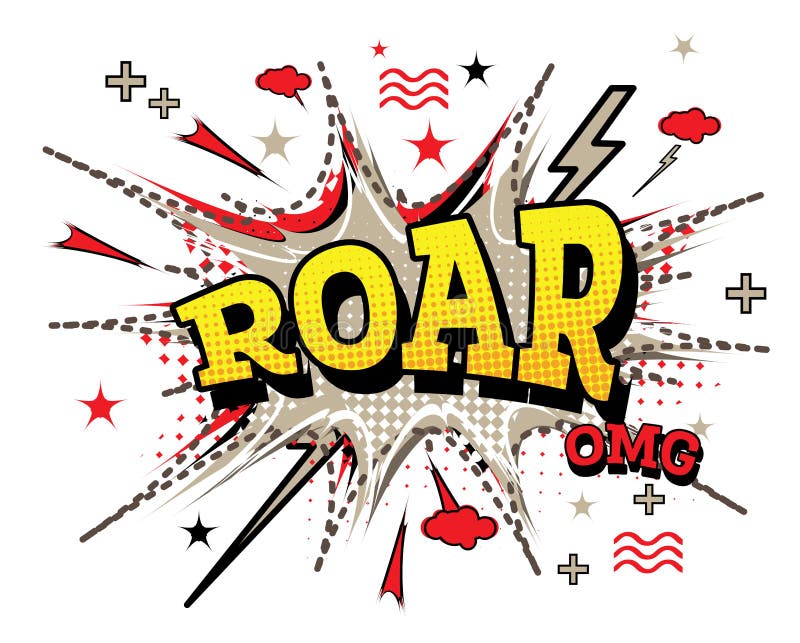 Roar Comic Text in Pop Art Style Isolated on White Background Stock ...