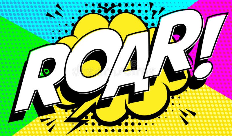 ROAR Comic Text with Pop Art Style Stock Vector - Illustration of loud ...