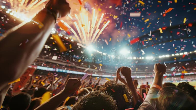 The Roar of the Crowd Echoes through the Stadium As Confetti and ...