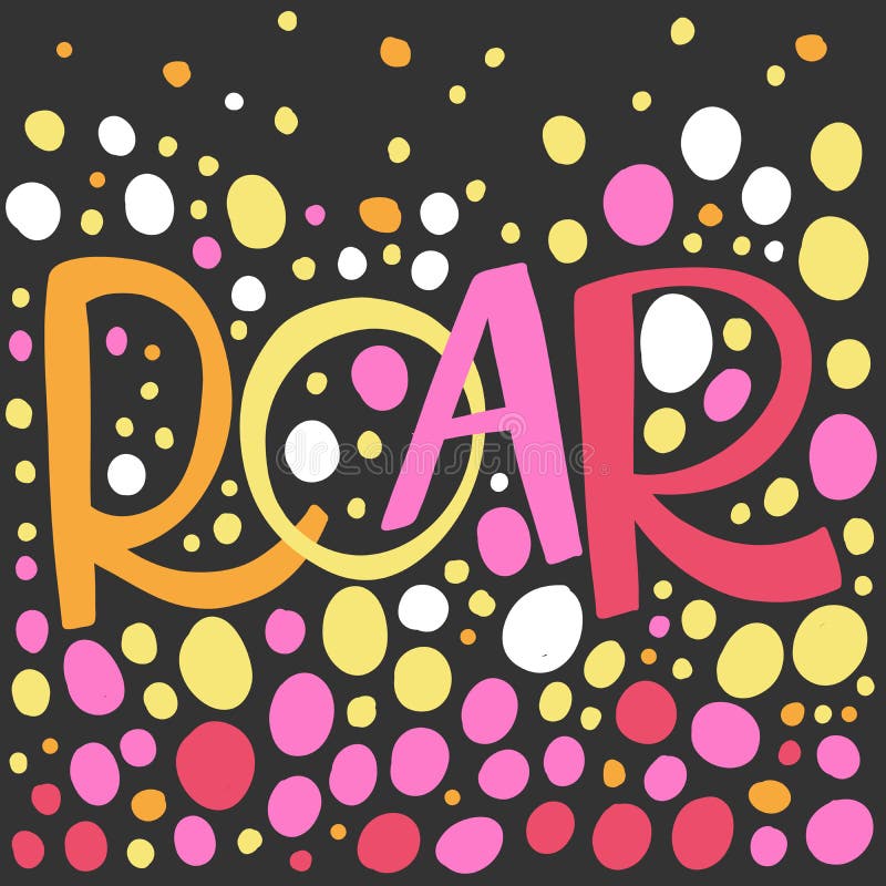 Roar. Sticker for Social Media Content. Vector Hand Drawn Illustration ...