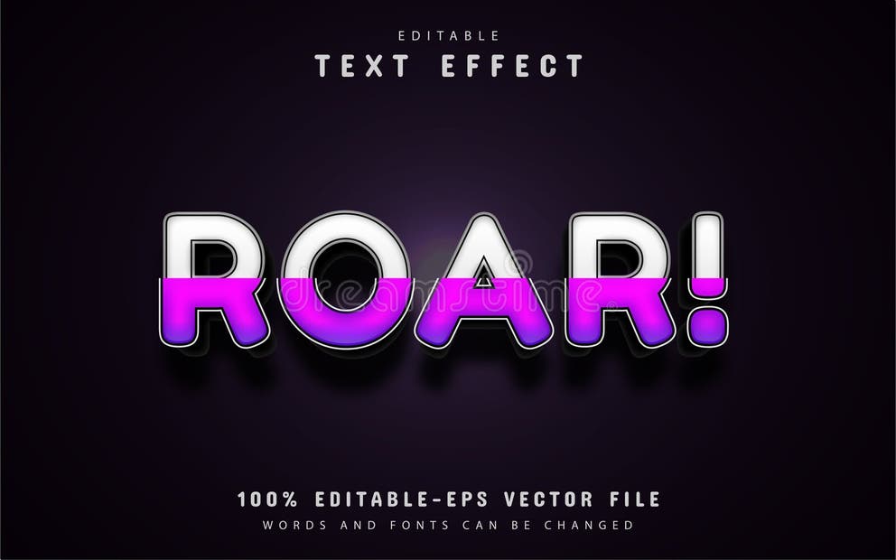 Roar Text - Purple Gradient Text Effect Stock Vector - Illustration of futuristic, glow: 256126214