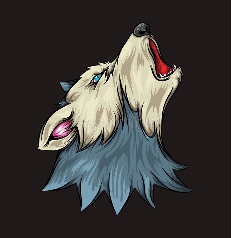 Wolf Roar Full Moon Landscape Logo Design Stock Vector - Illustration ...