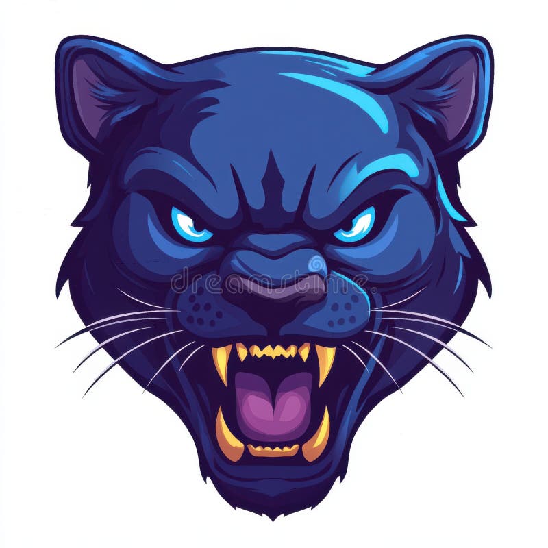 Roaring Blue Panther Head Intense Vector Illustration Stock ...
